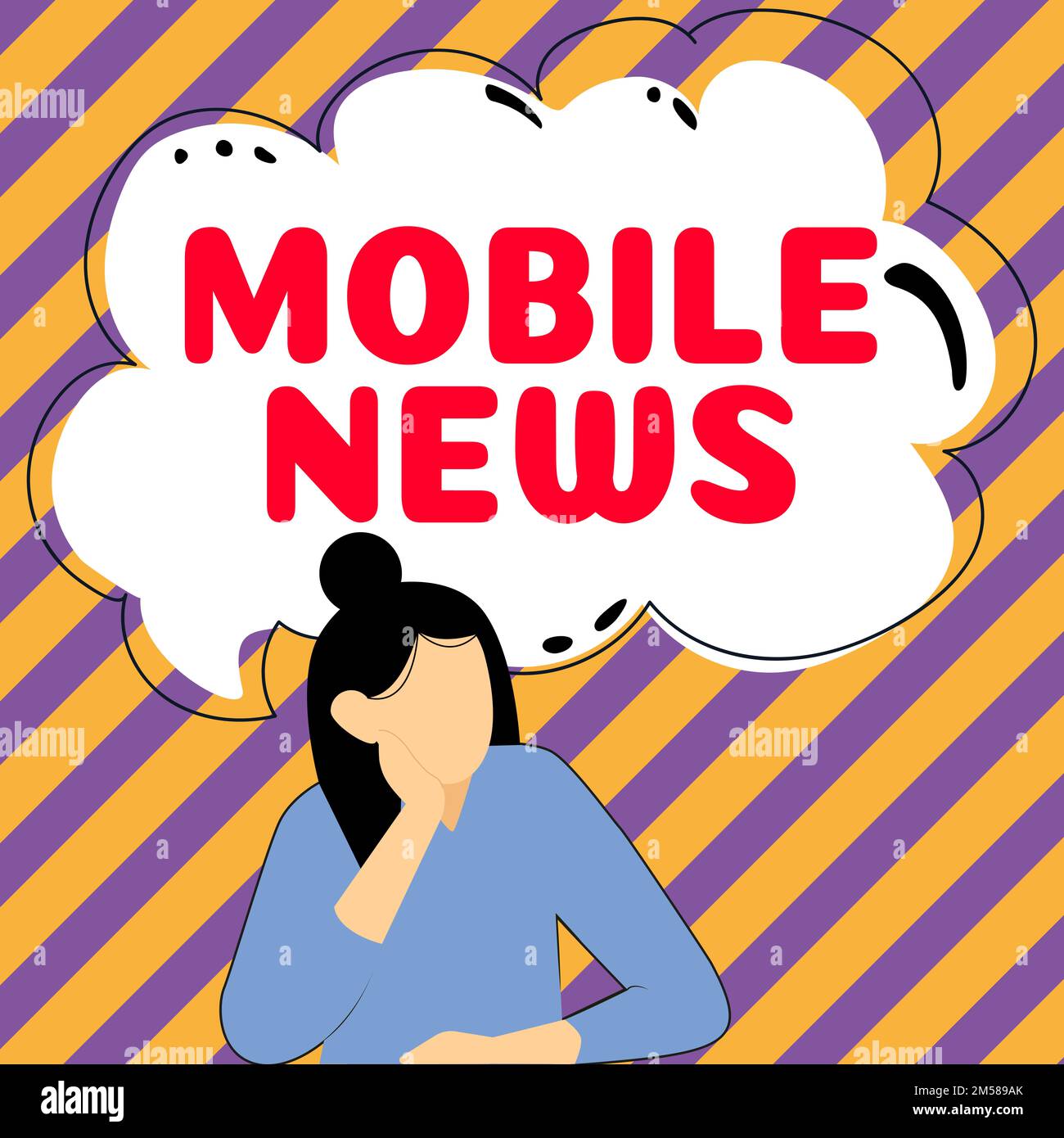 Hand writing sign Mobile News. Word for the delivery and creation of ...