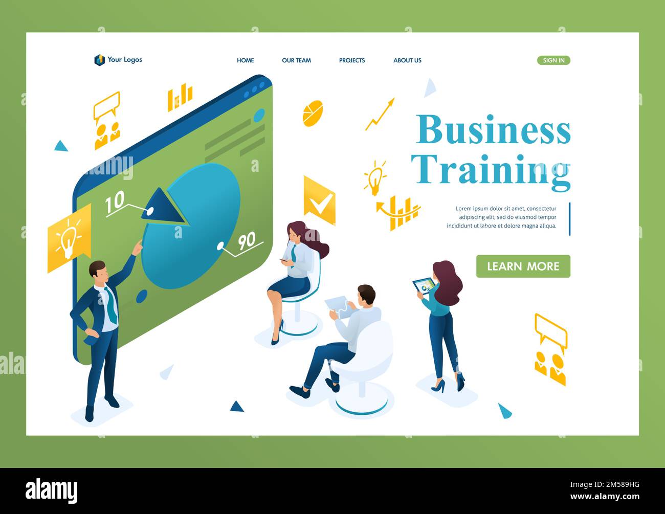 Business coach trains employees of the company. Concept training at ...