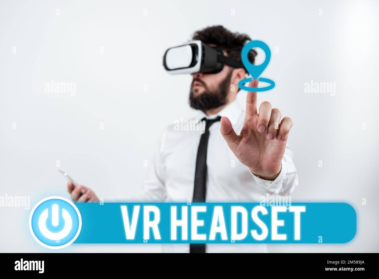 Inspiration showing sign Vr Headset. Word Written on head-mounted ...