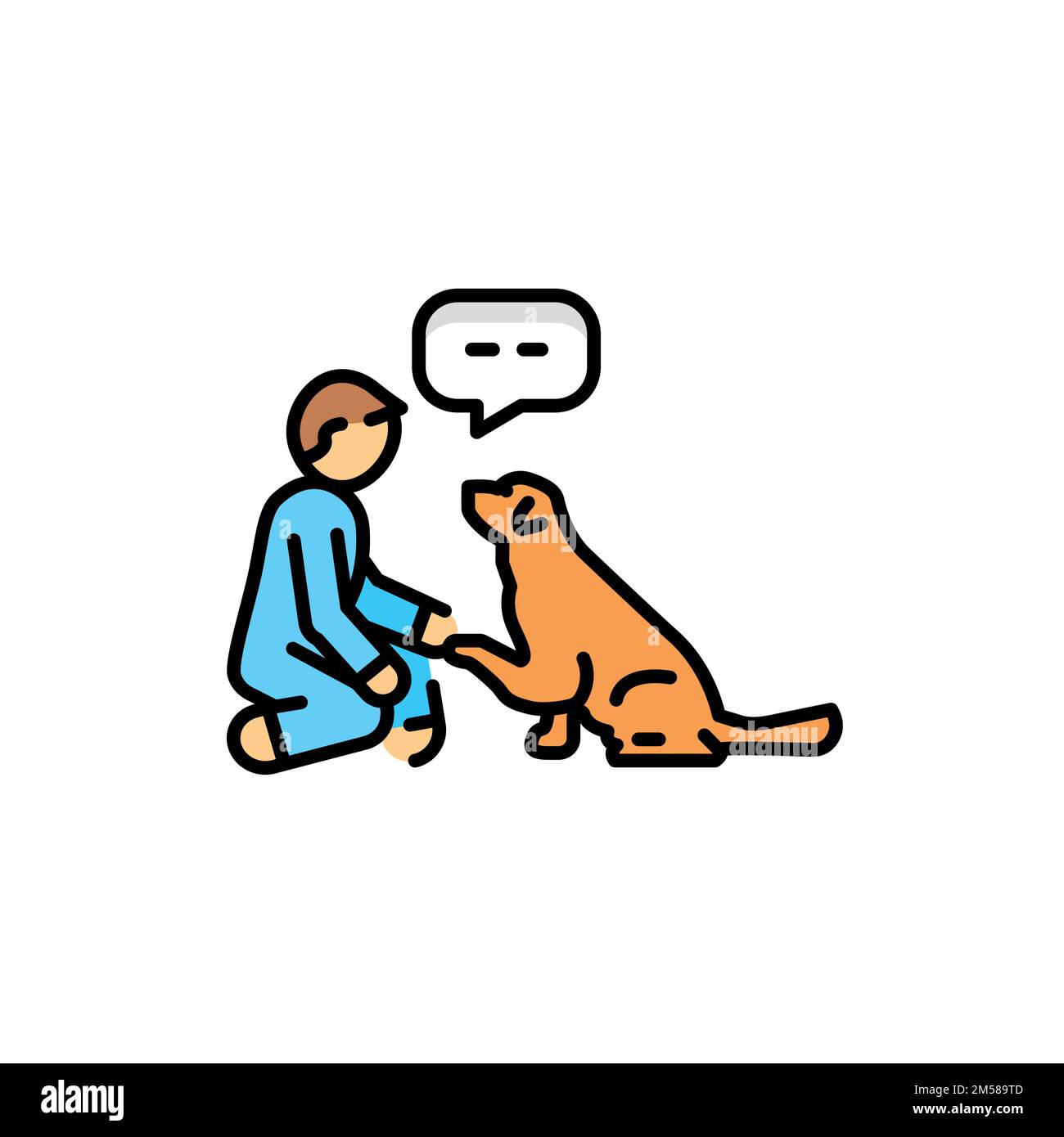 Command give a paw color line icon. Dog training. Animal education ...