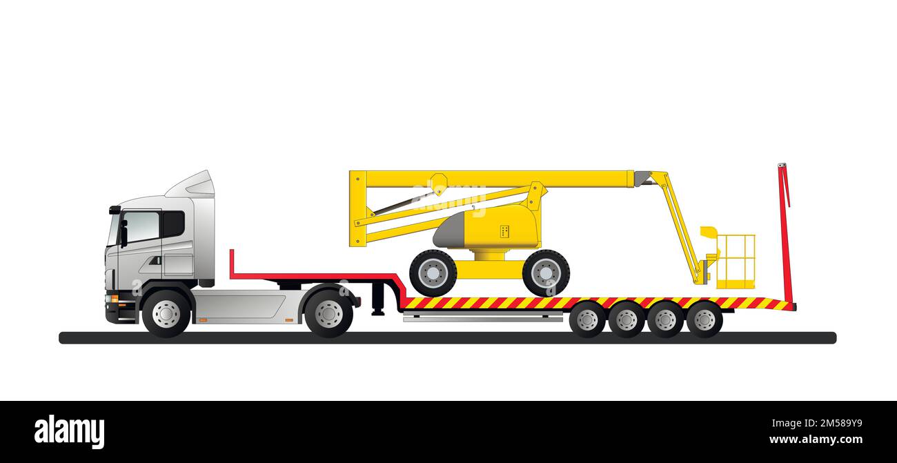 Transportation of a modern self-propelled aerial platform on a European ...