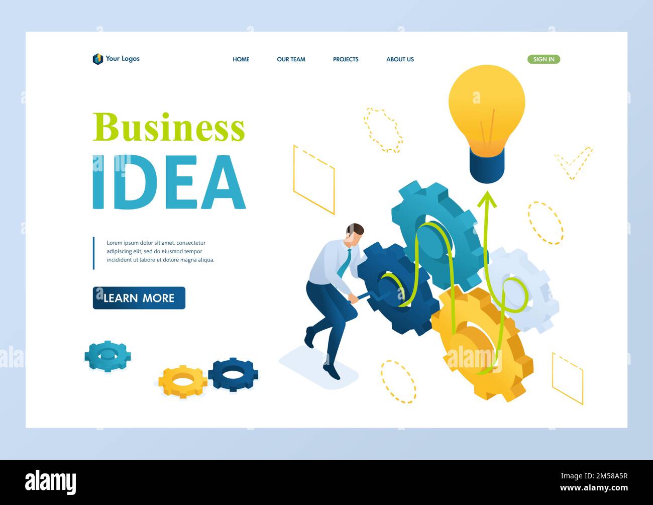 Entrepreneur develops a business idea twists gears. Concept of creating ... Entrepreneur develops a business idea twists gears. Concept of creating ...