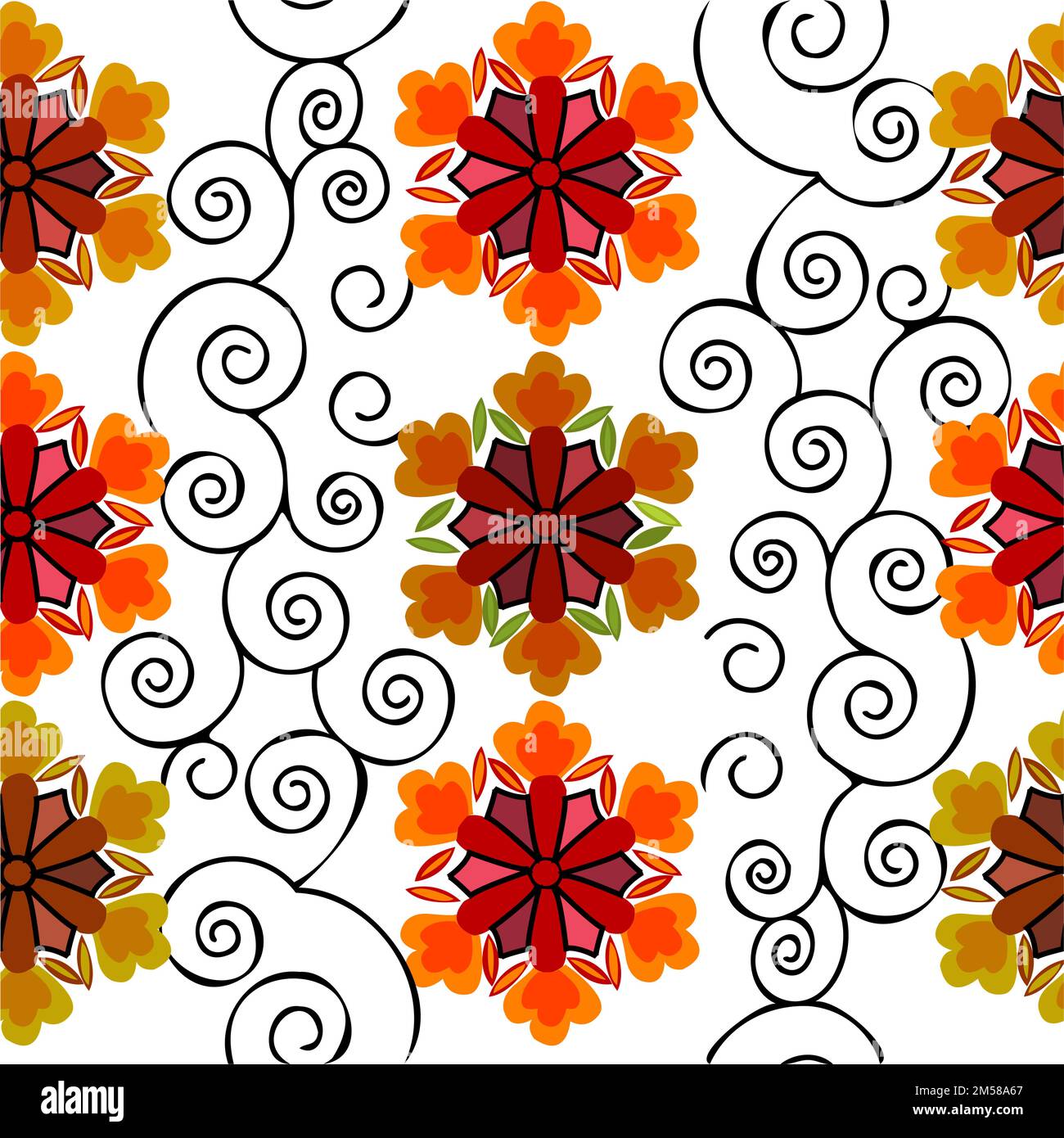 Beautifull flower with swirls and blue gradient pattern; vector ...