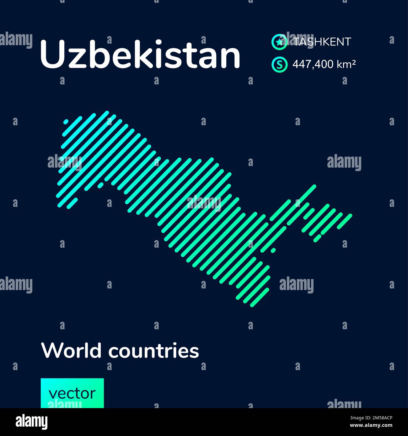 Vector creative digital neon flat line art abstract simple map of ...