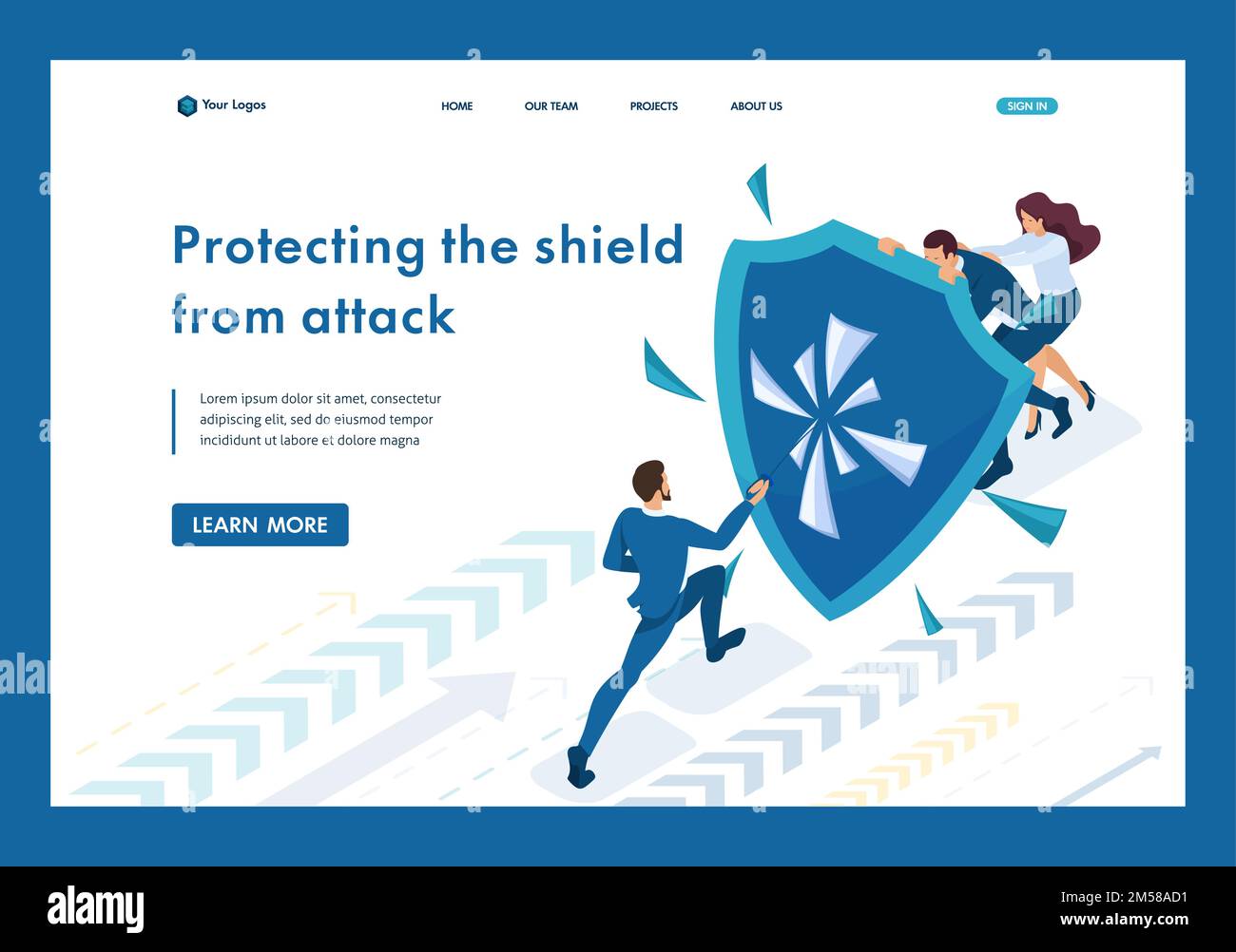 Man hiding behind shield Stock Vector Images - Alamy