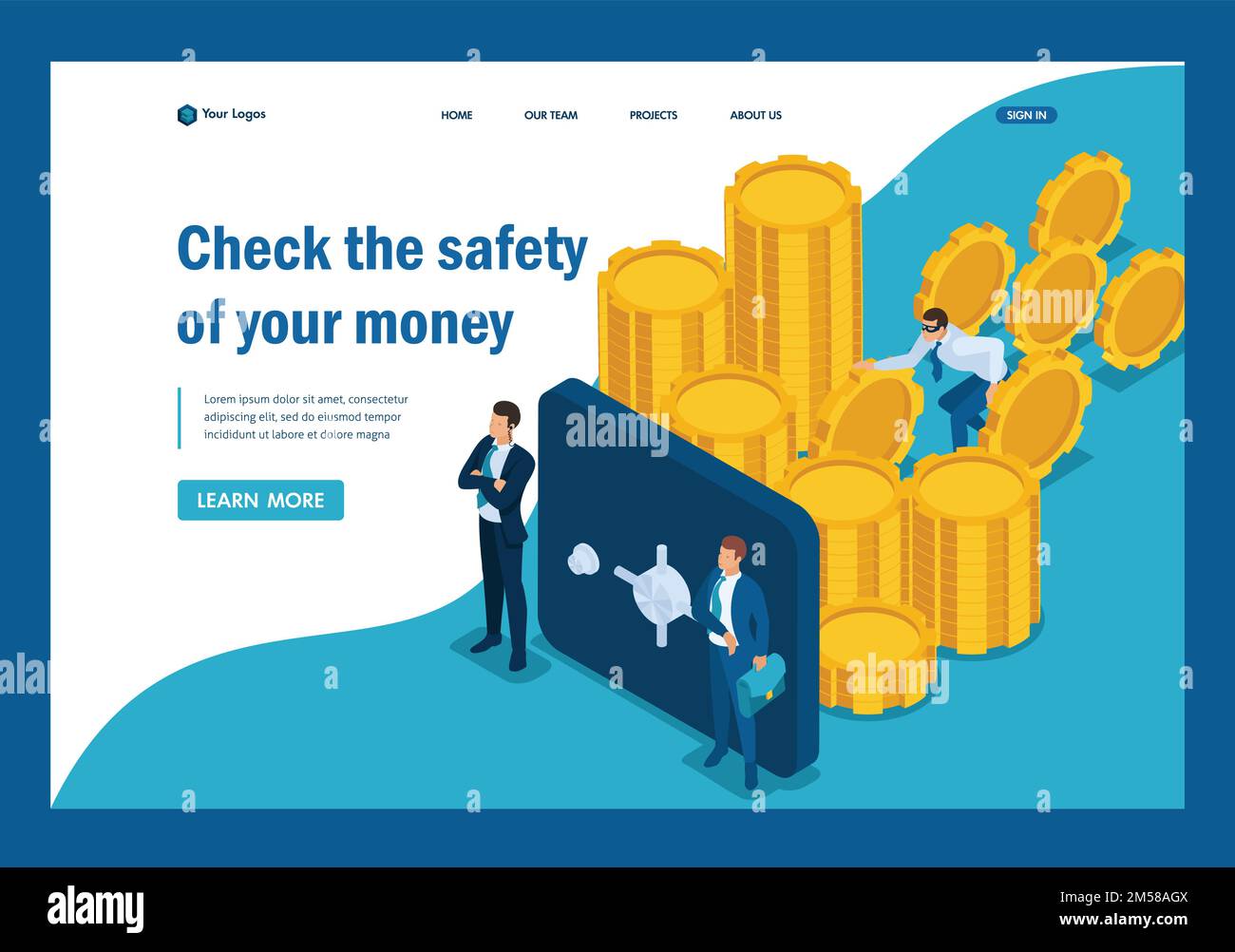 Isometric Protect your funds from external threats, theft. Template ...
