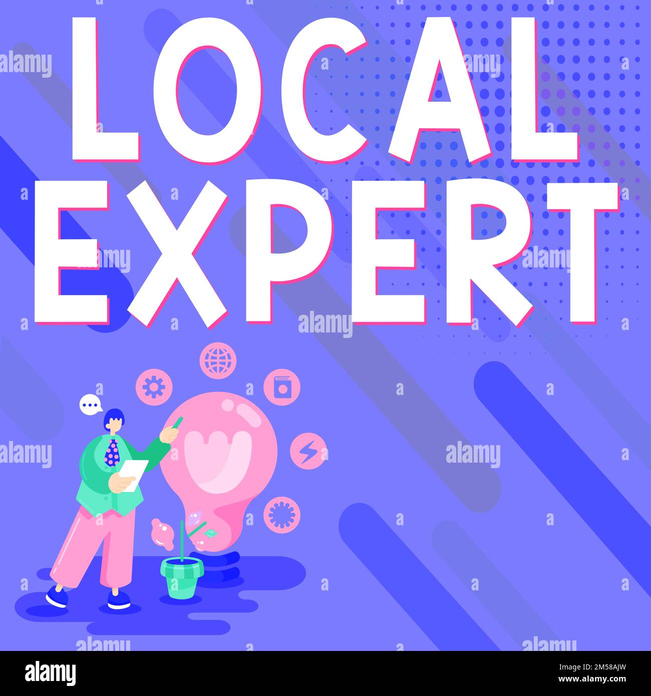 Hand writing sign Local Expert. Word Written on offers expertise and ...