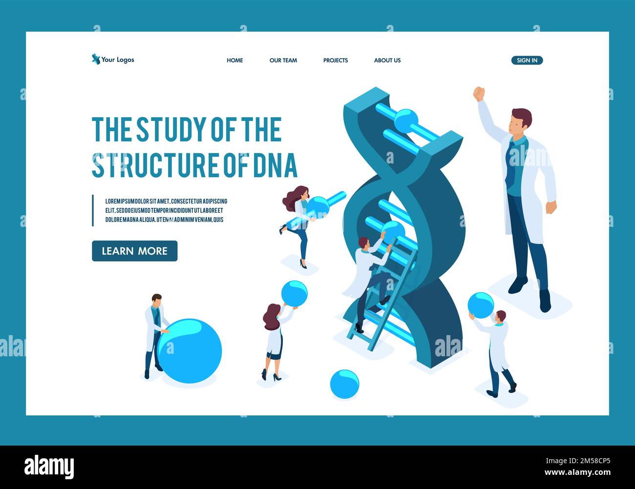 Isometric Scientists are investigating the structure of DNA, making ...