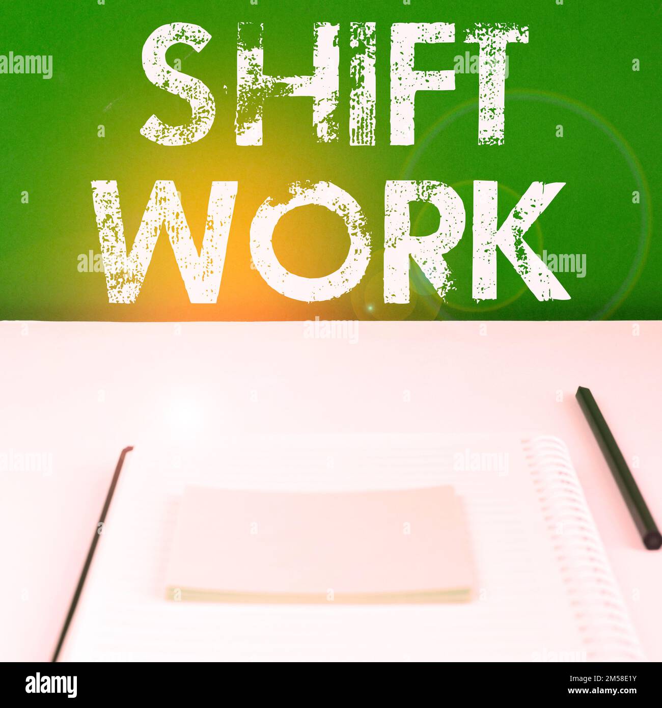 Sign displaying Shift Work. Word Written on work comprising periods in ...