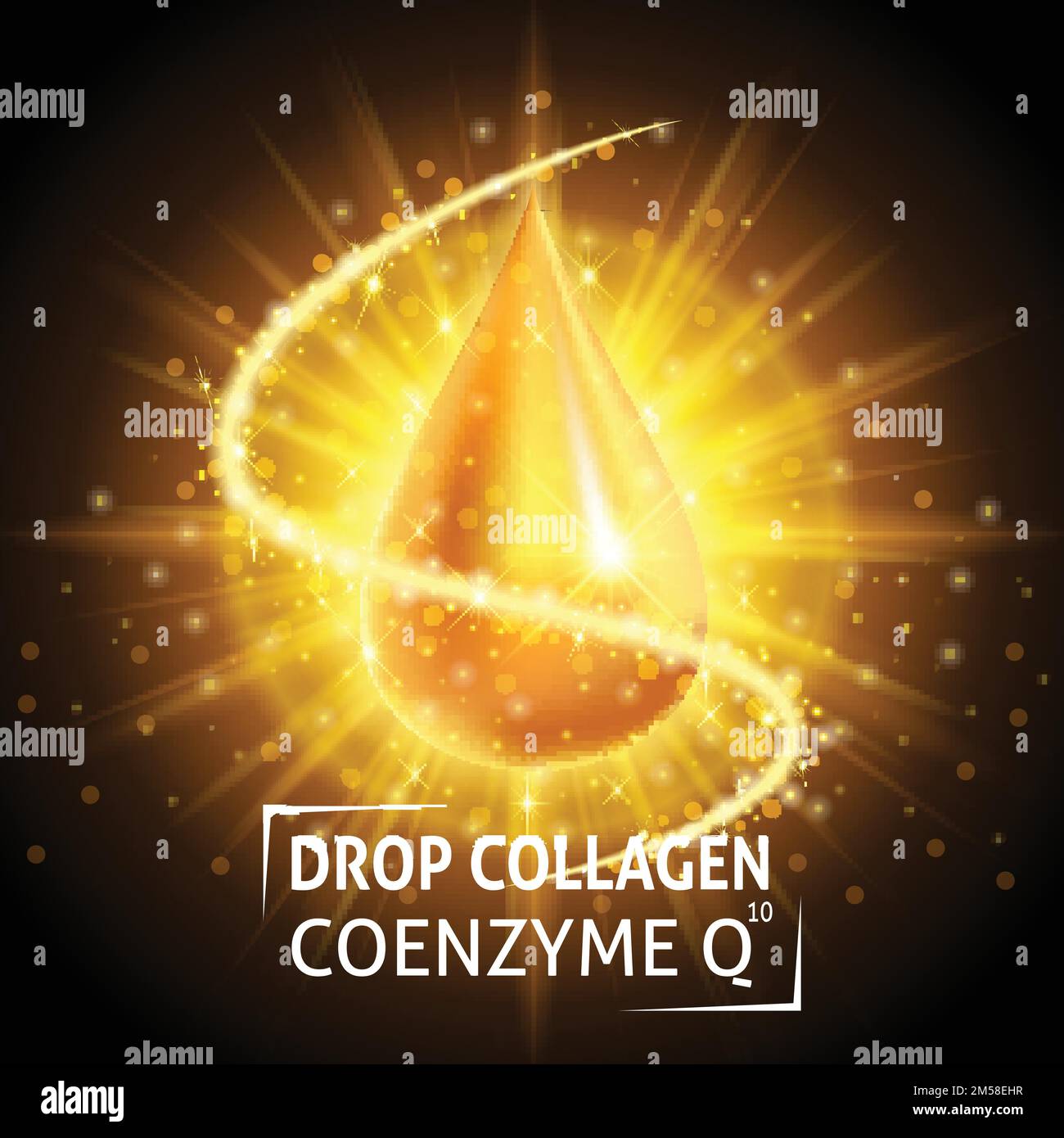 Serum Collagen Coenzyme Q10, realistic golden drop. Taking care of the ...