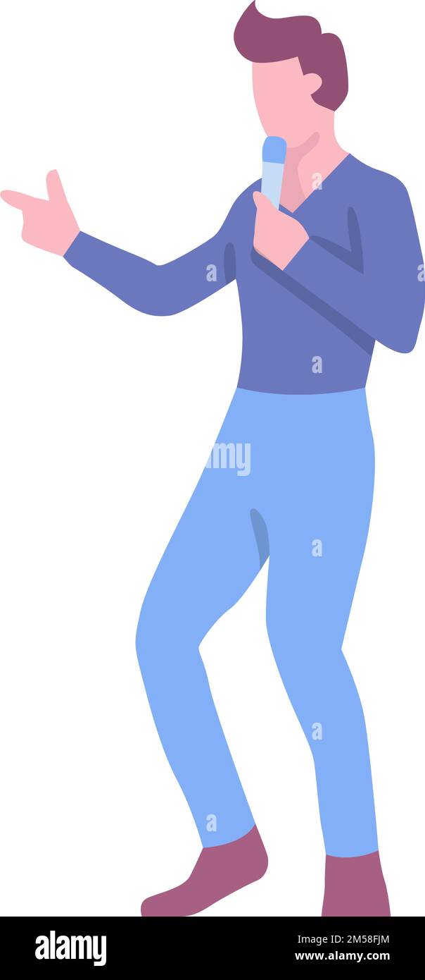 Man signing song in microphone vector. Karaoke icon. Singer or showman ...