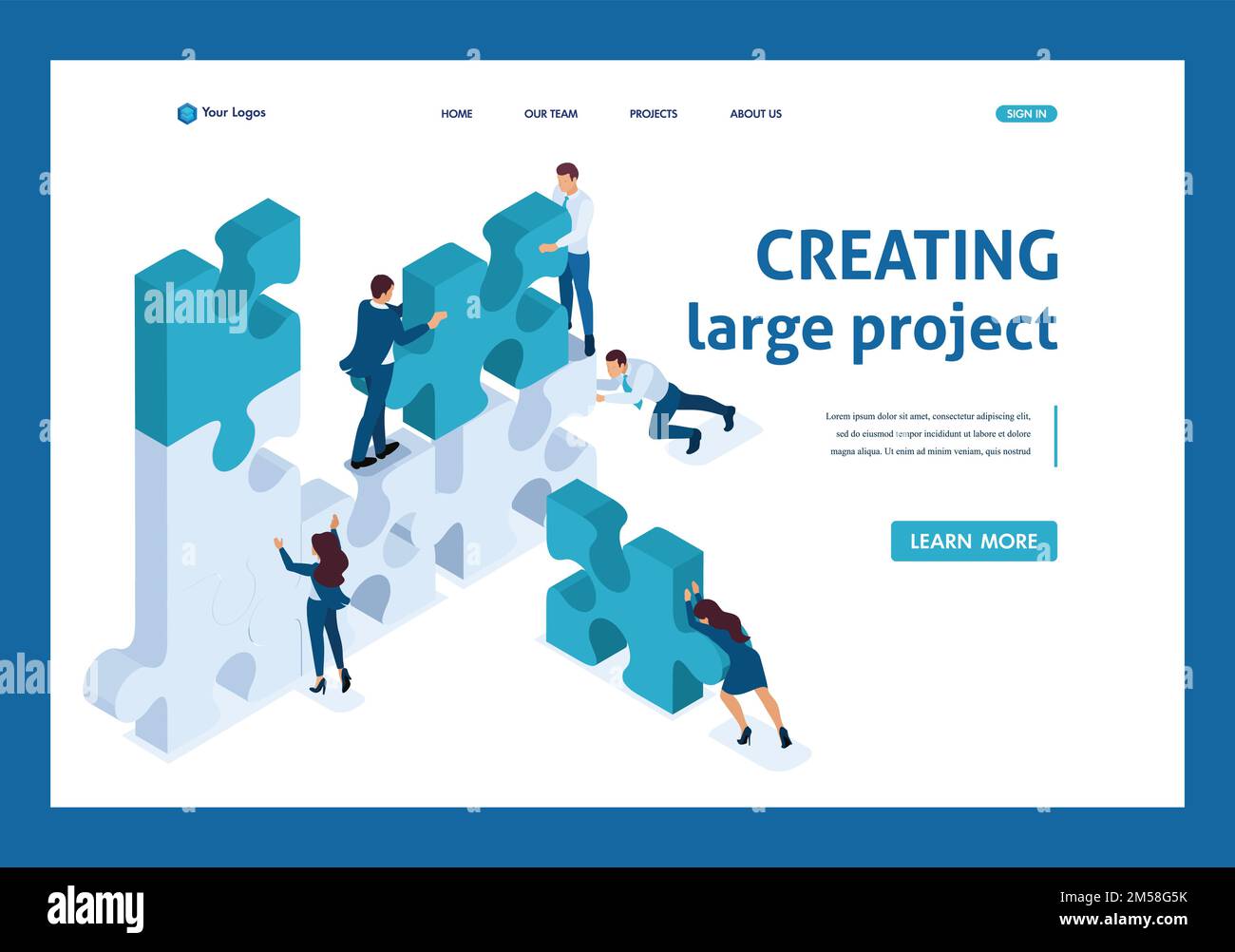 Isometric young entrepreneurs team working on the creation of the ...