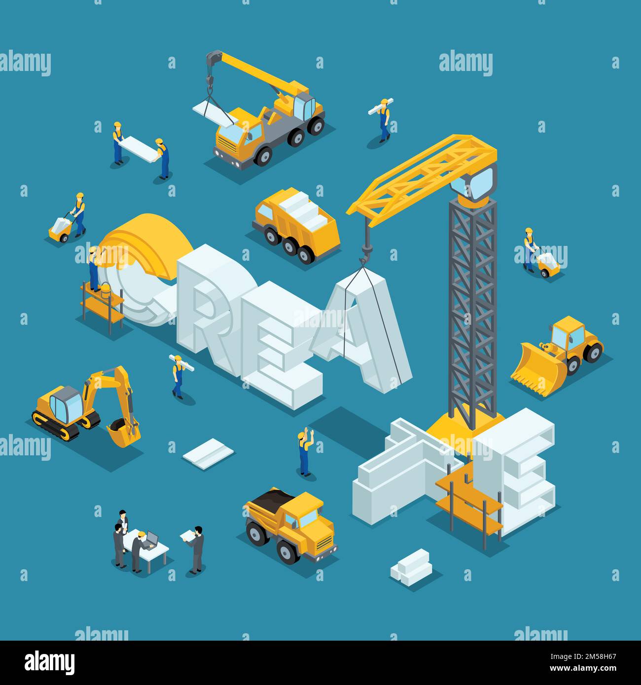 Construction site people working Stock Vector Images - Alamy