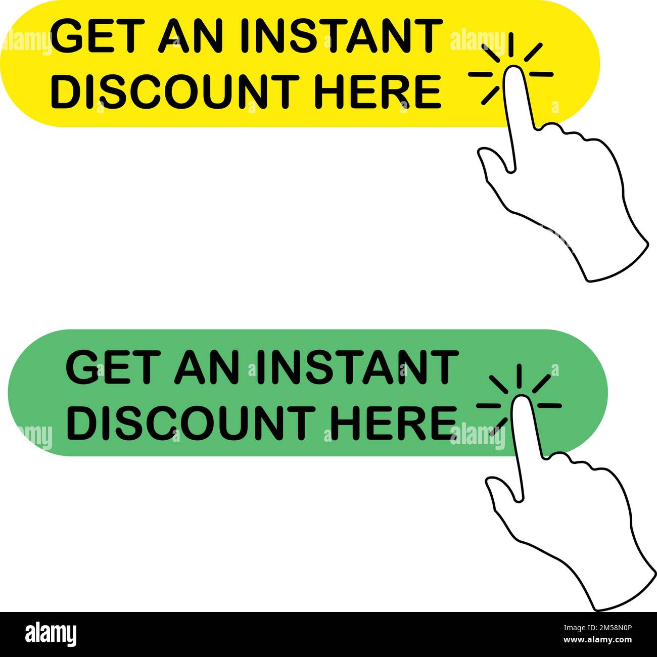 Get a discount buttons collection with hand pointer, vector ...