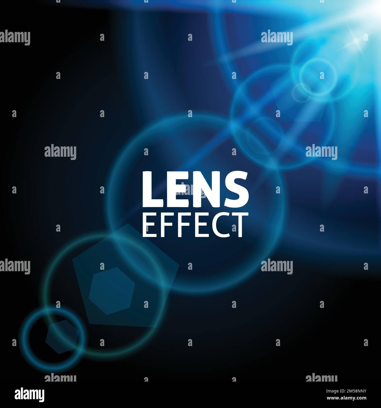 Realistic collimated light beam. The effect of the lens flare. The blue ...