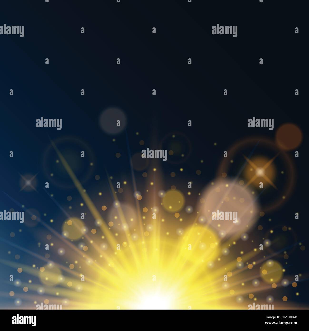 Magic lights on a blue background transparent. Solar glow, lens effect ...