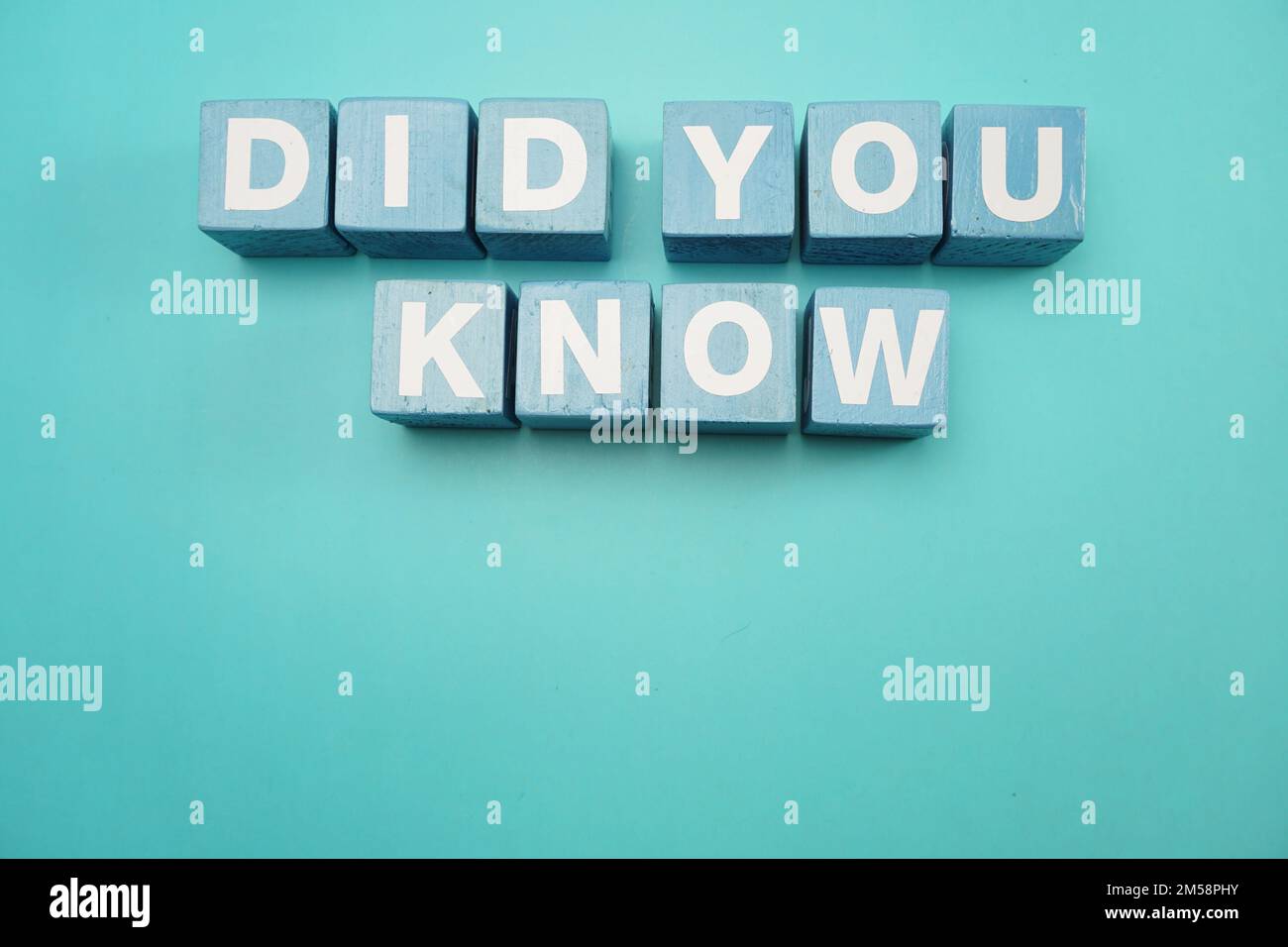 Did You Khow with blue building blocks top view flat lay on blue ...