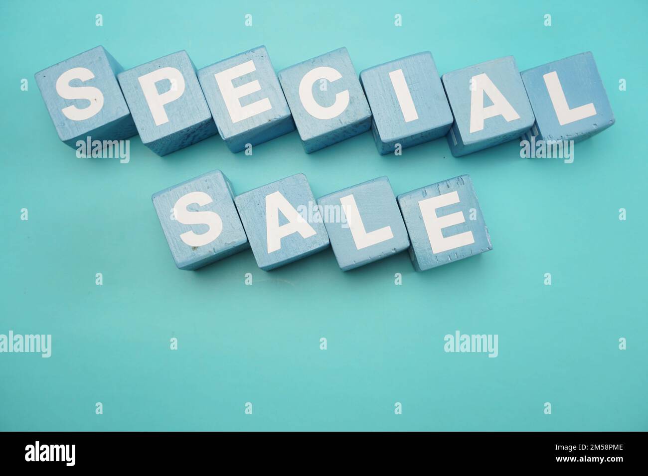 Special Sale word created with cubes alphabet letters on blue ...