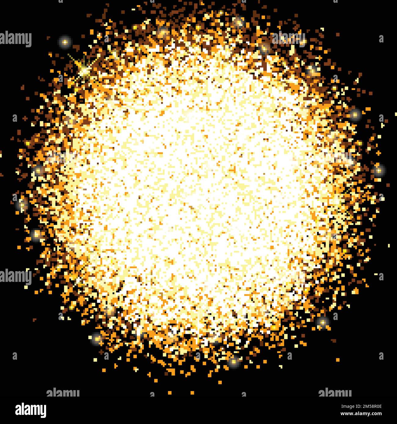 The circle of gold sparkles, magical glow bright design for decoration. Template design for the ...