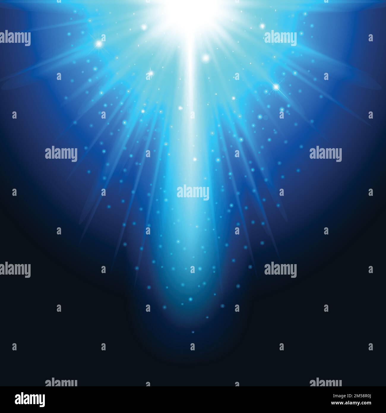 Realistic magical glow blue on a dark background. Small shiny lights ...