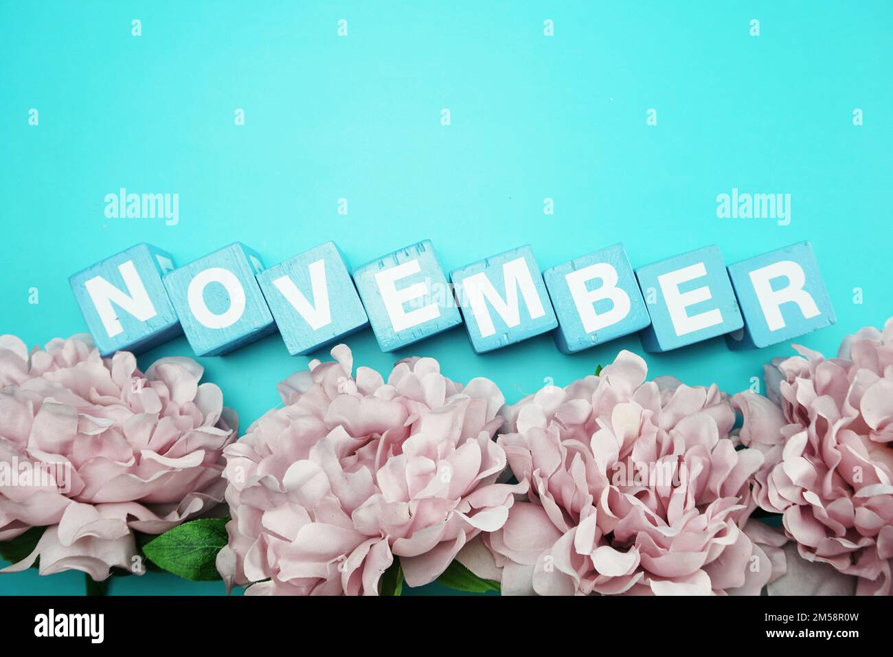 November alphabet letter with flower decoration on blu background Stock ...