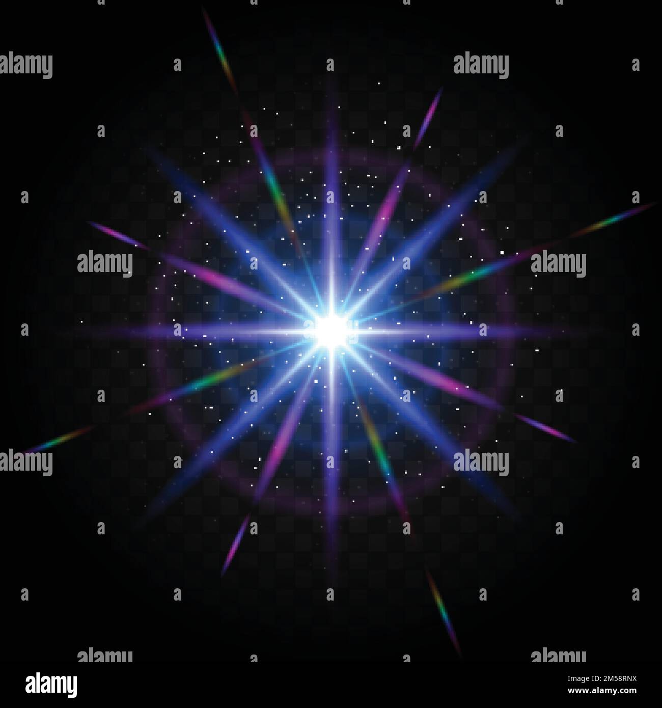 Effect of particles flying in different directions shine, glow sparks ...