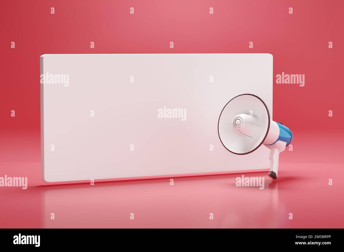 Empty blank white sign with megaphone. Background or mockup for ...