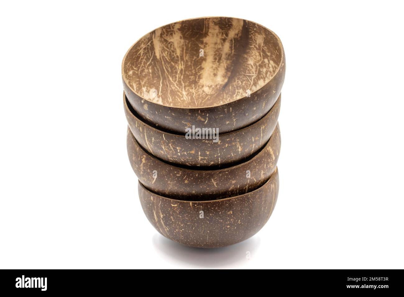 Empty coconut bowl on a white background. Bowls made from coconut shell ...