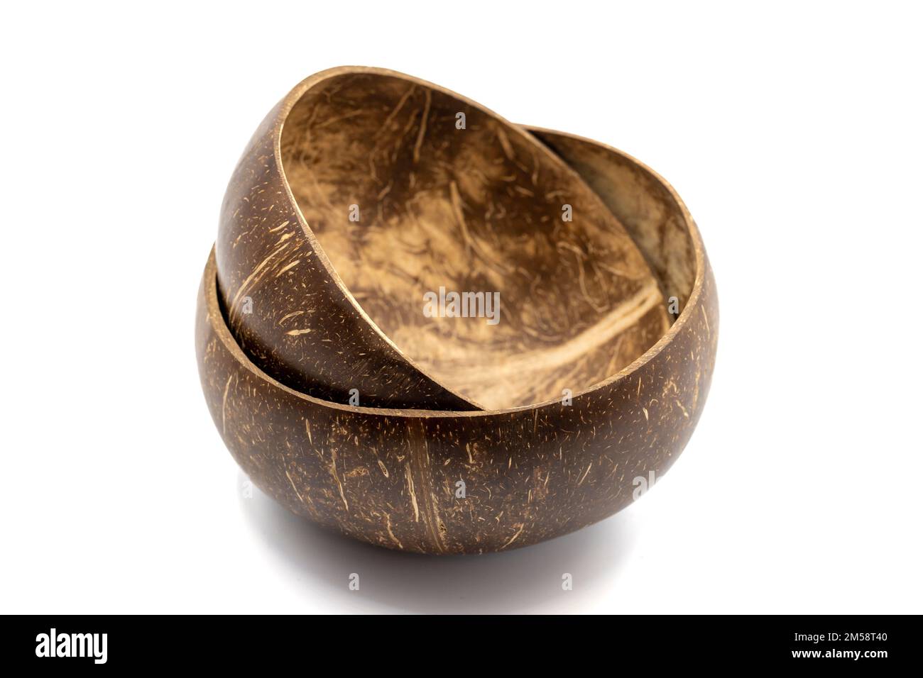Empty coconut bowl on a white background. Bowls made from coconut shell ...