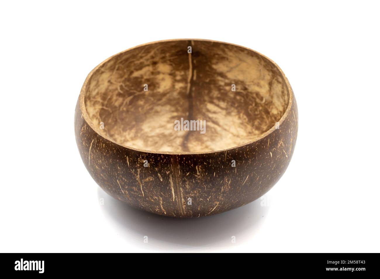 Empty coconut bowl on a white background. Bowls made from coconut shell ...