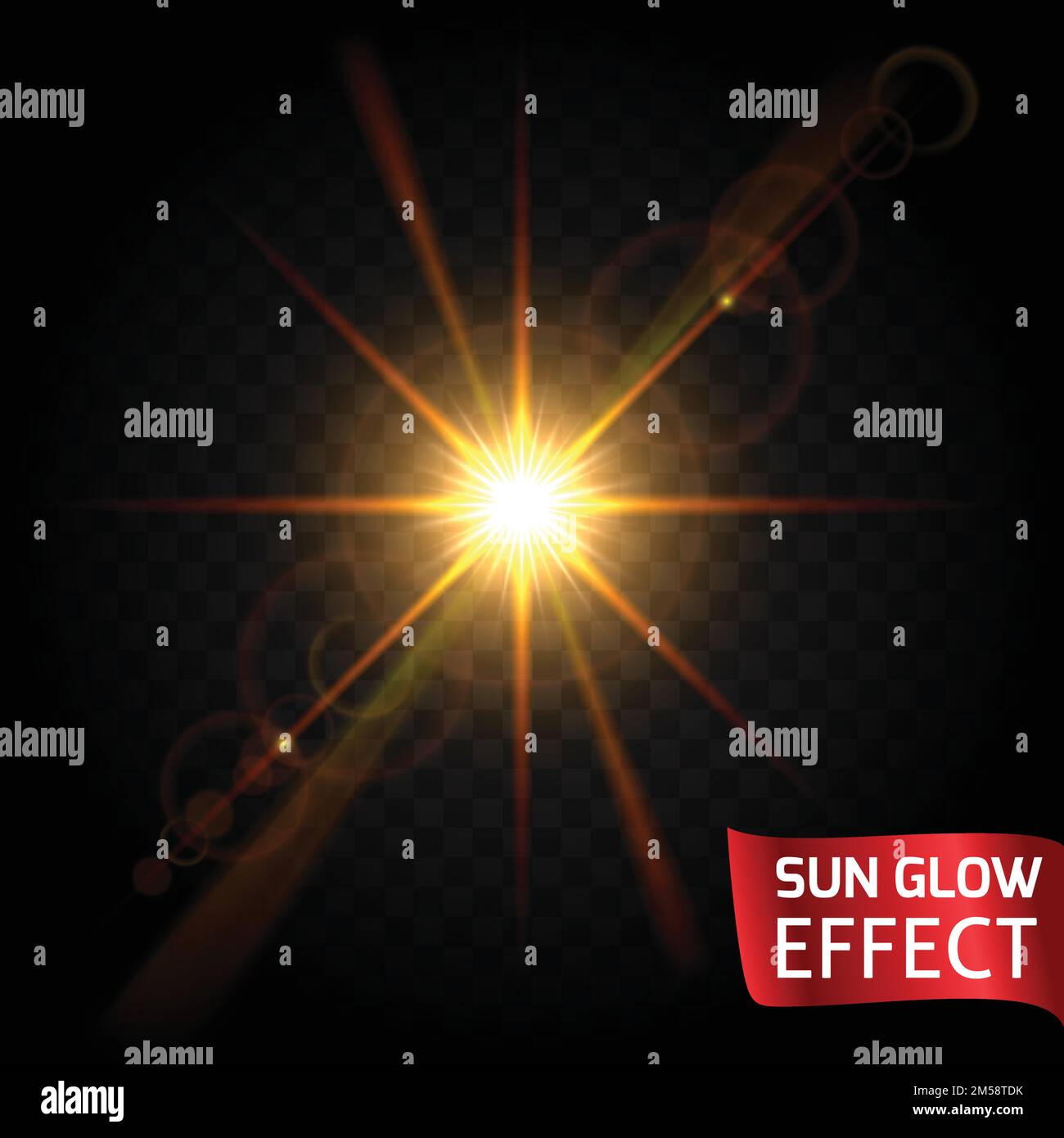 Sun glow effect set on a dark background transparent. Sunrise, sunset ...