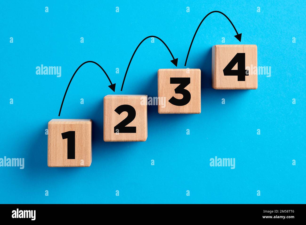 Step by step progress in business planning, career improvement or ...