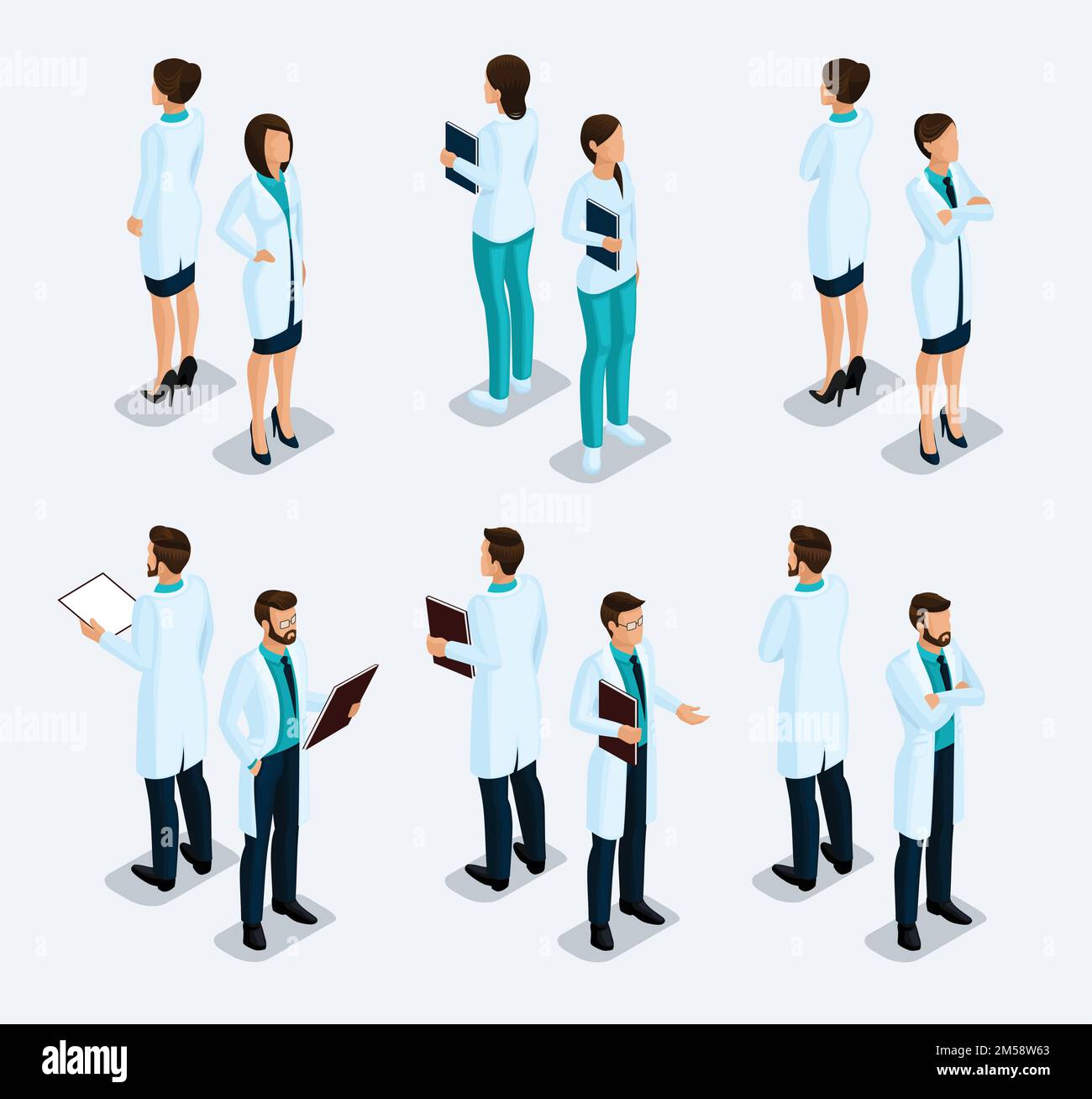 Trendy isometric people. Medical staff, hospital, doctor, nurse ...