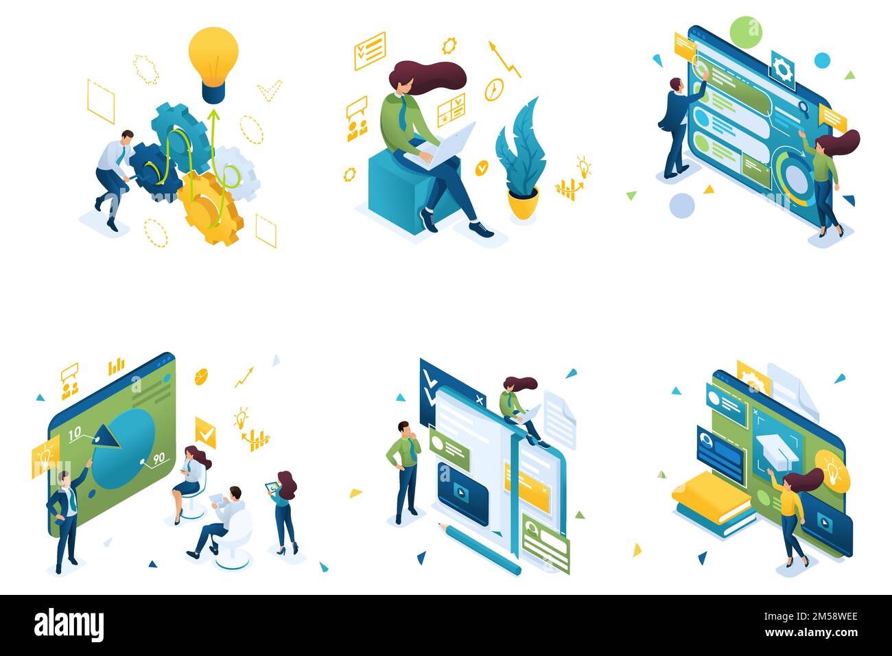 Set of isometric concepts on the topic of training, business training ...