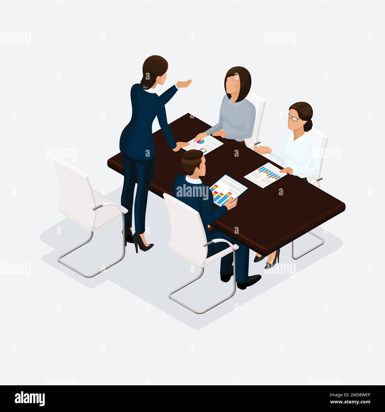 Isometric people, businessmen 3D business woman. Discussion ...