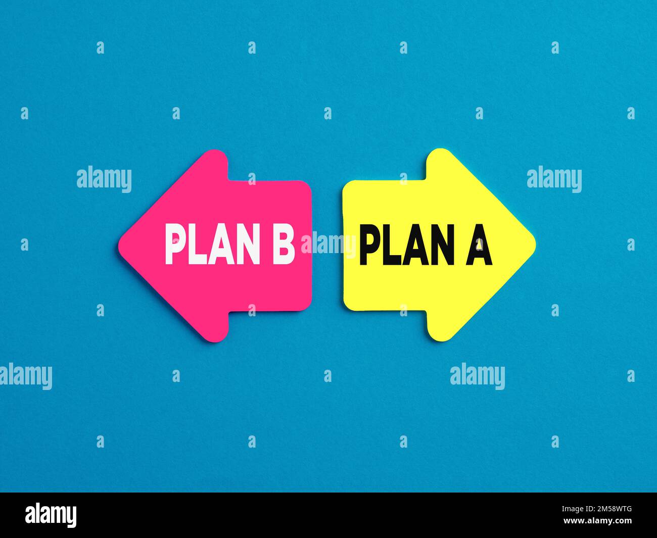 Choosing business Plan A or Plan B alternative options. The words plan ...