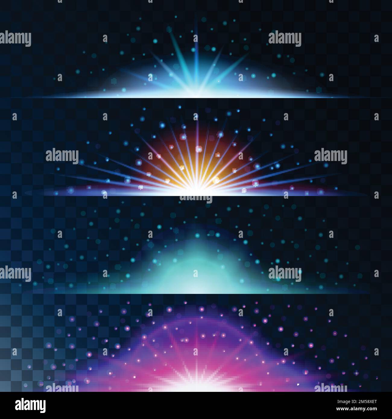 Set realistic lighting effects. Glowing star. Light and glitter on a ...