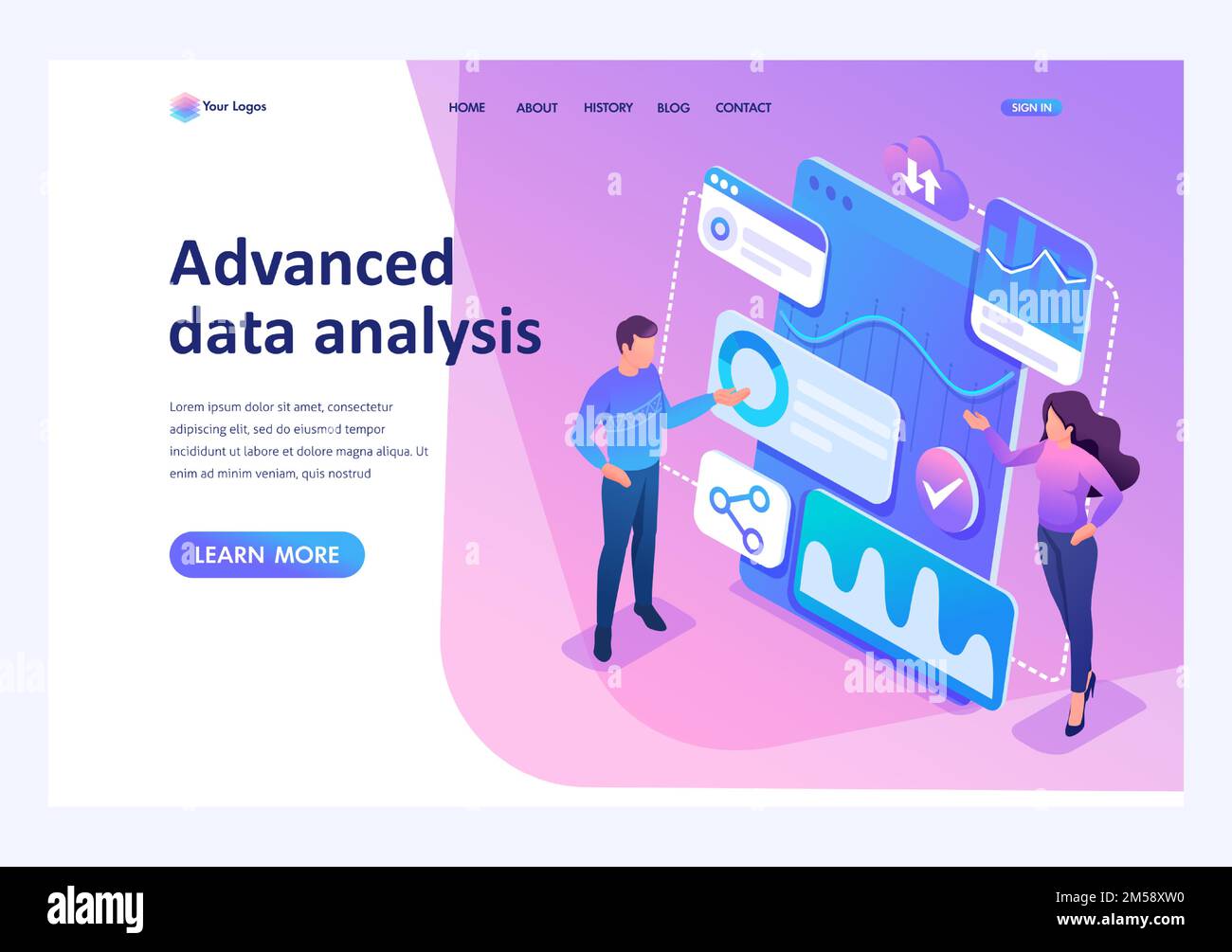 Isometric concept Young entrepreneurs review reports and analyze data ...