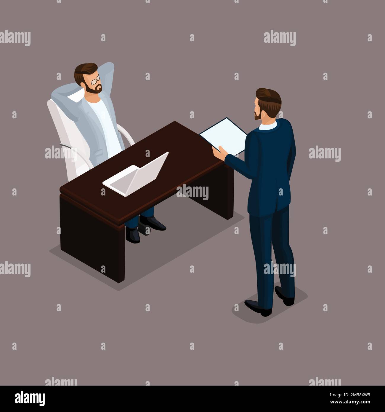 Isometric people isometric businessmen meeting business negotiation ...