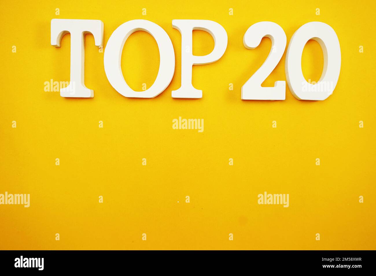 top twenty letters alphabet with space copy on yellow background Stock ...