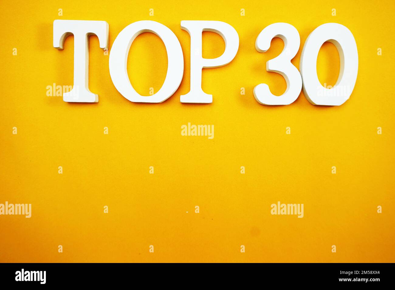 top thirty letters alphabet with space copy on yellow background Stock ...