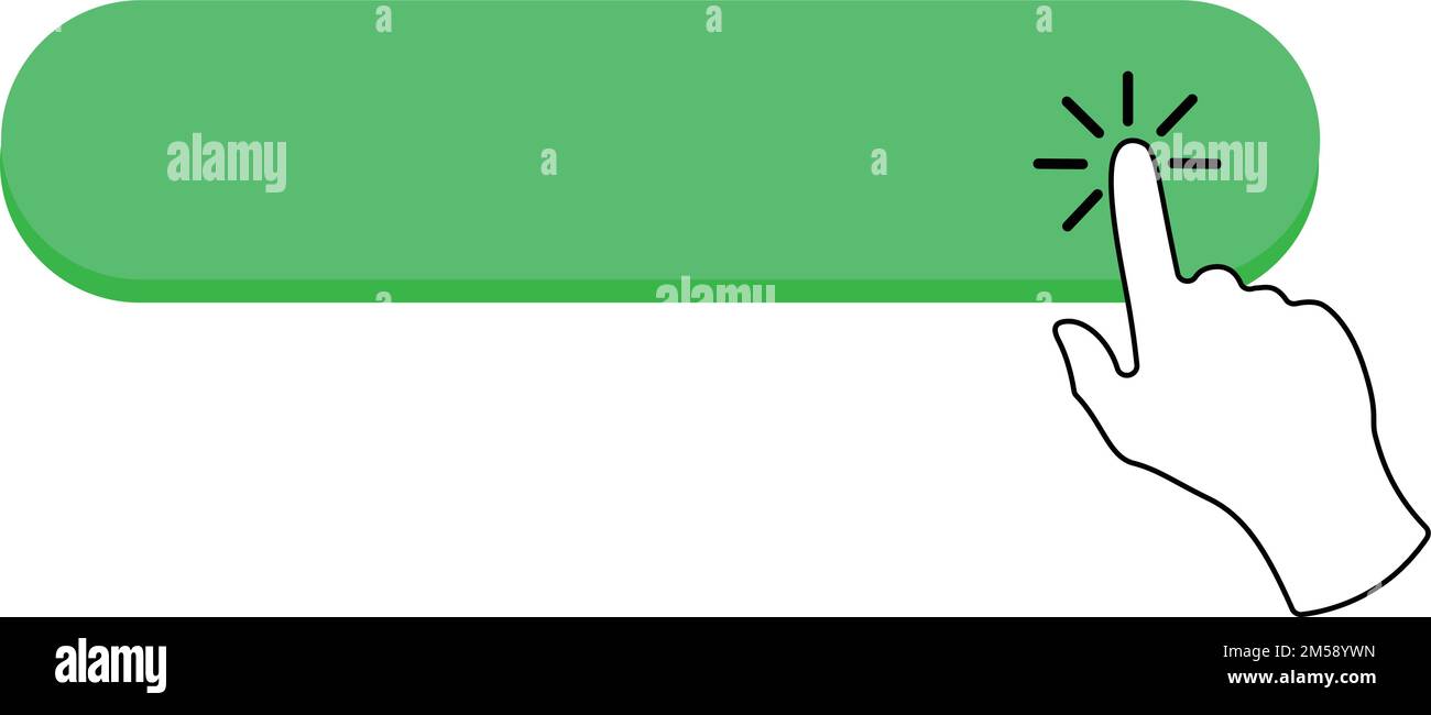 Click here green oval button shape with hand pointer Stock Vector Image ...