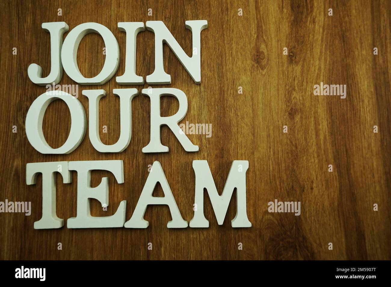 join our team made from wooden cubes with letters alphabet Stock Photo ...