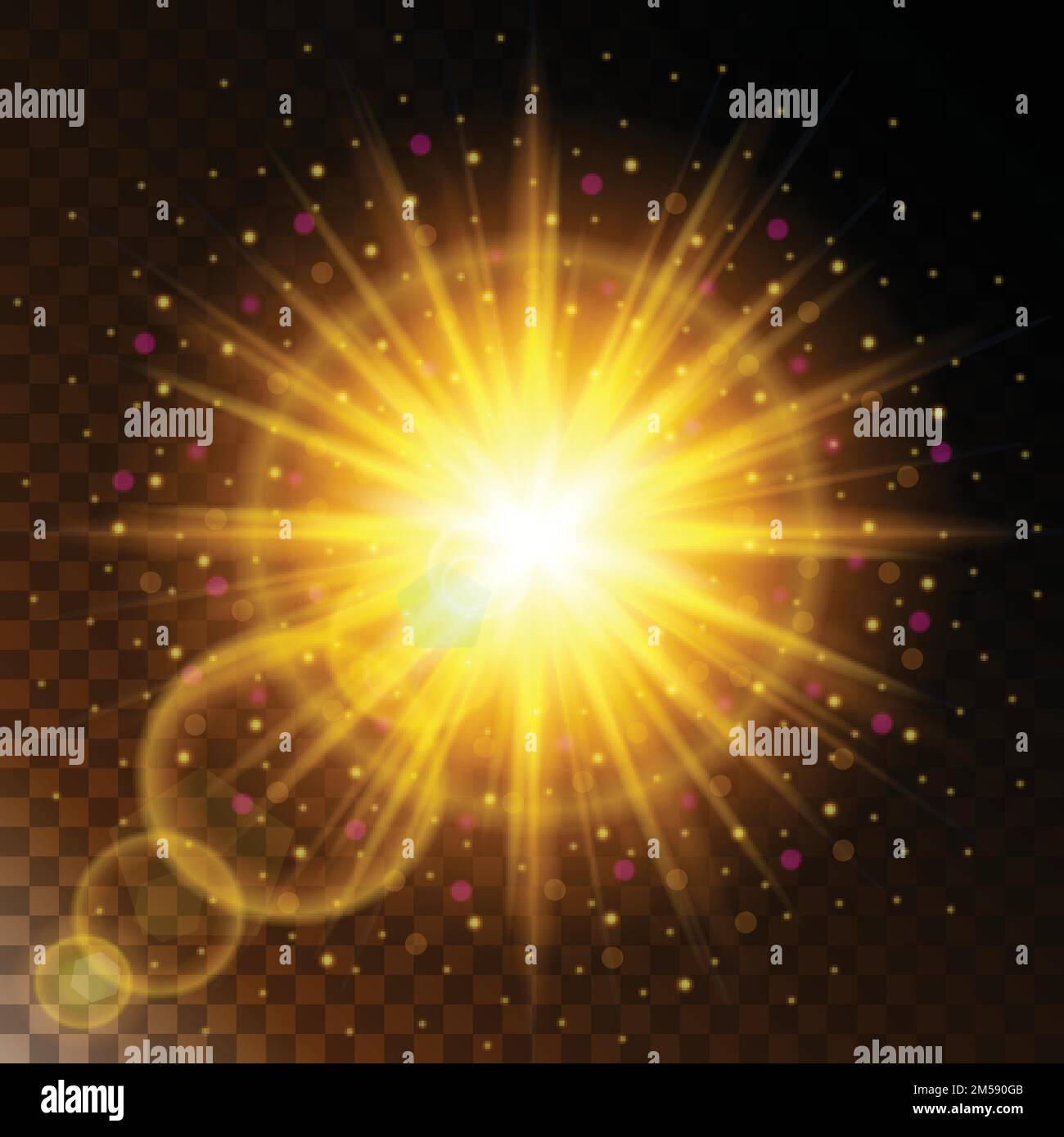 Set of glowing light effect star, the sunlight warm yellow glow with ...