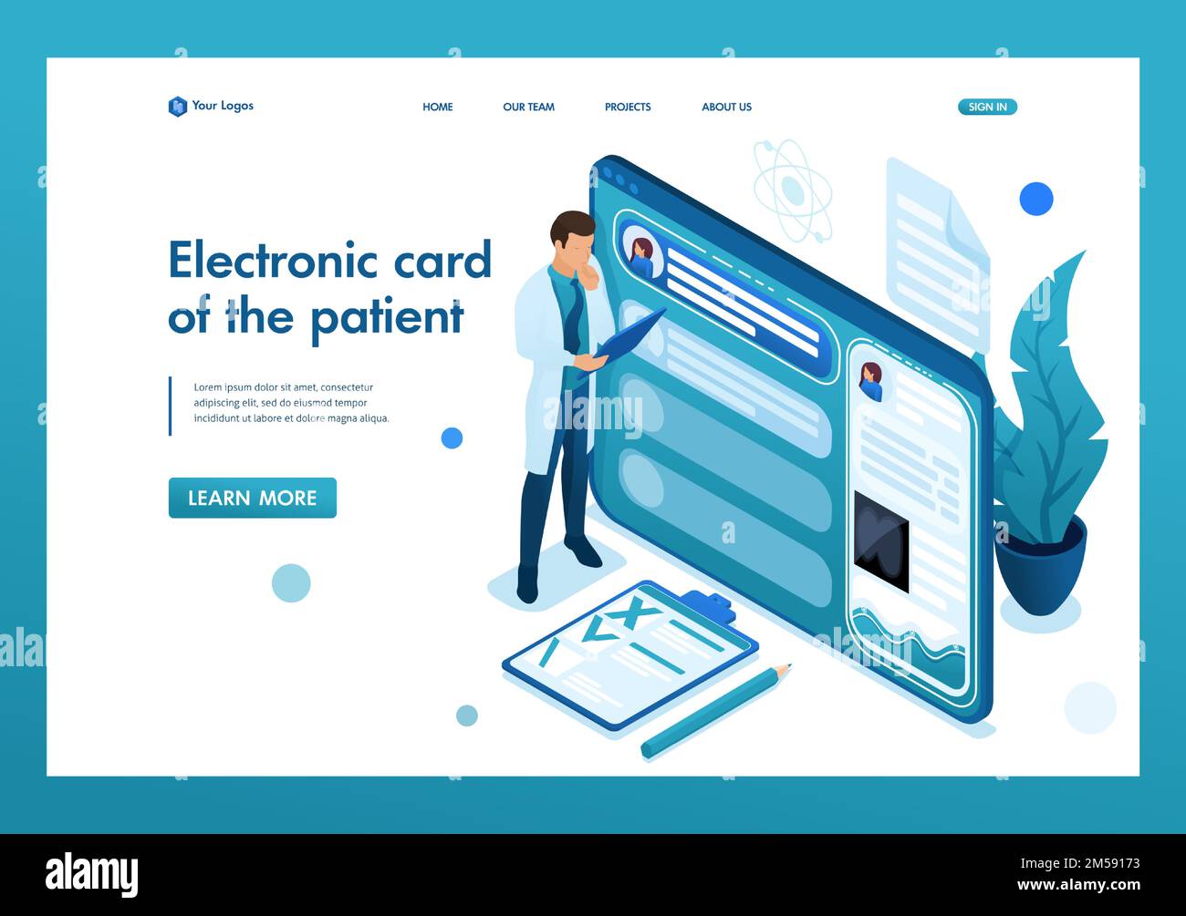 Doctor looks at the patient's electronic chart on the tablet. Health ...