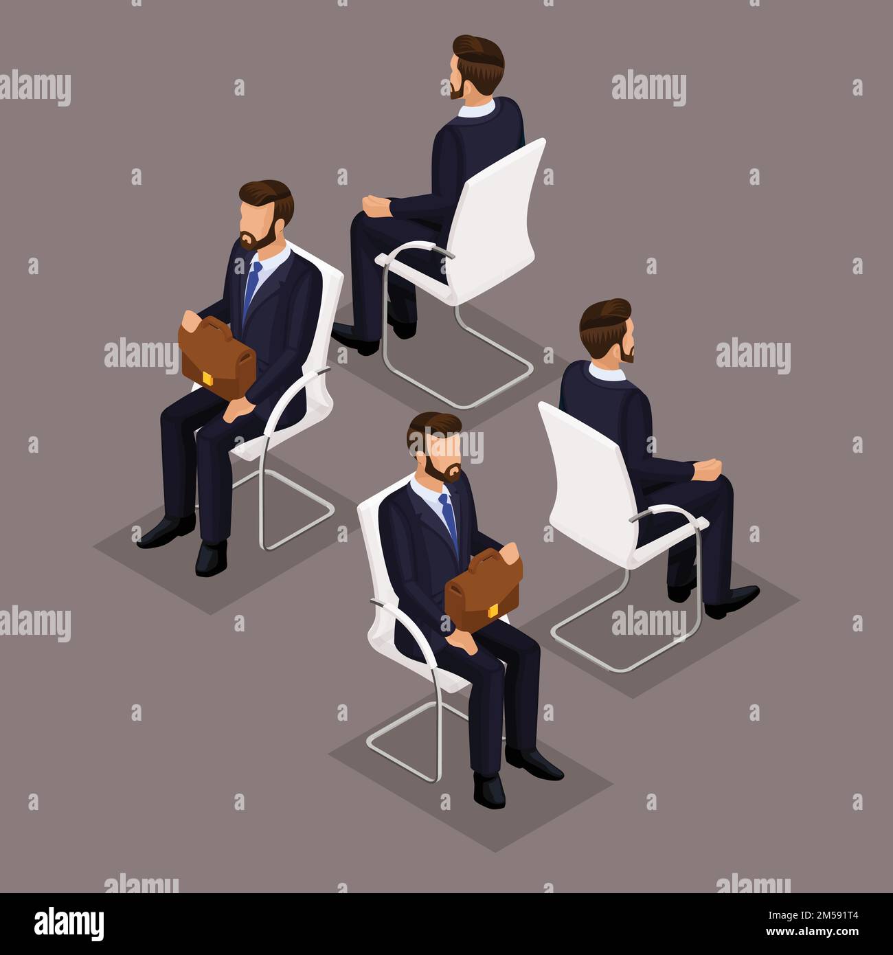 Trend Isometric People Set 3, 3D businessmen in suits, sitting on a ...