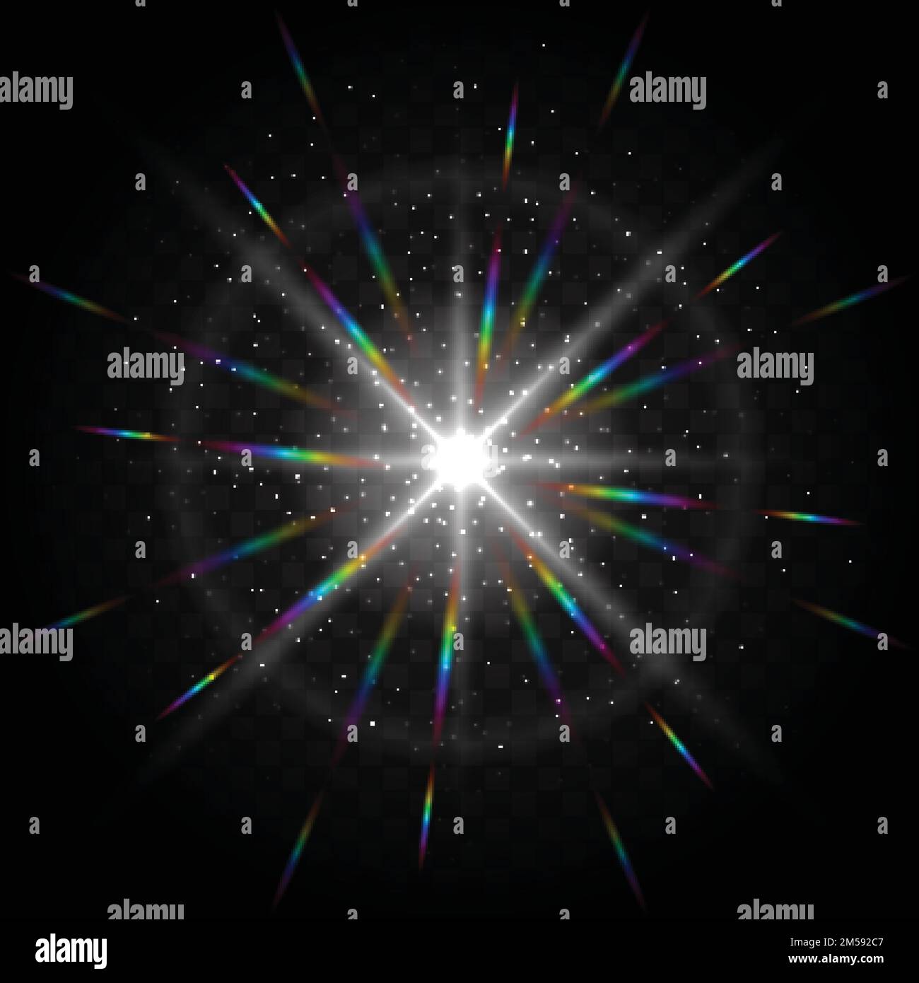 Effect of particles flying in different directions shine, glow sparks ...
