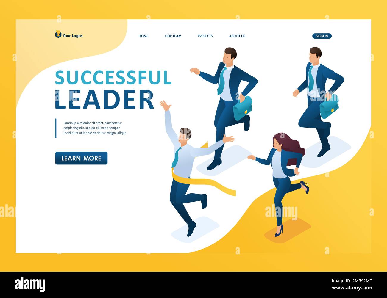 Isometric Successful leader, leading the race, winning at any cost ...