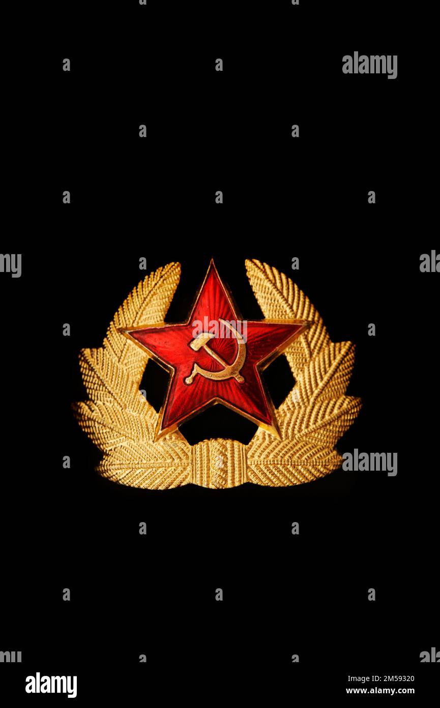 communist USSR pin on black velvet background Stock Photo - Alamy