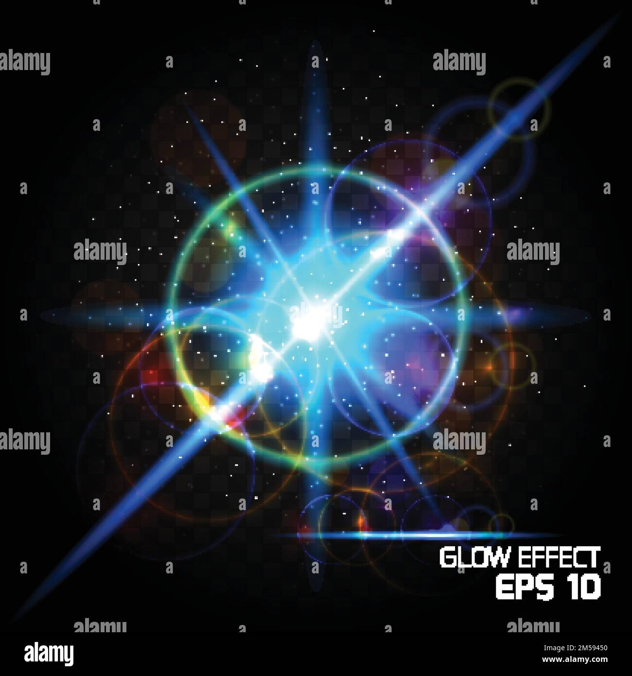 Influence of particle, bright light effects blue magic ball. Glow Dust Sparks luxury design ...